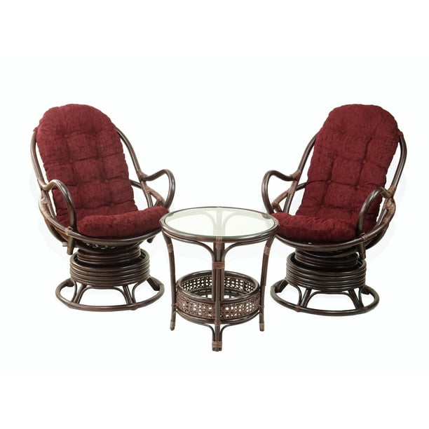 SK New Interiors Set of 2 Swivel Rocking Java Lounge Chair Natural ...