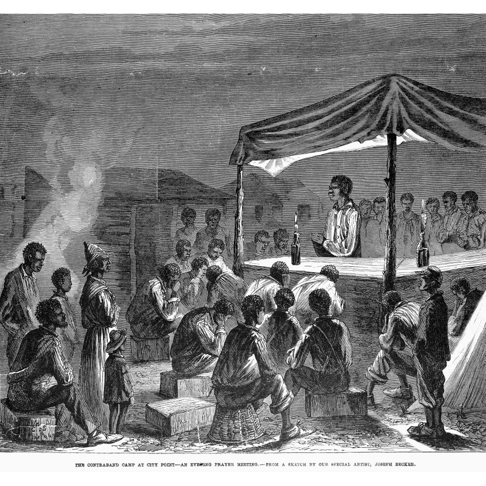 Civil War Contraband Nevening Prayer Meeting At A Contraband Camp Of ...