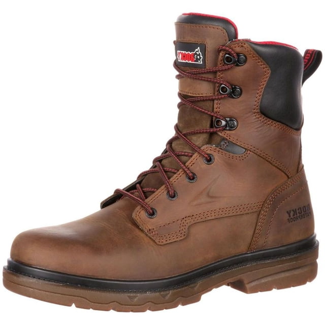 rocky work boots mens 8"" elements shale waterproof brown rkk0160 ...