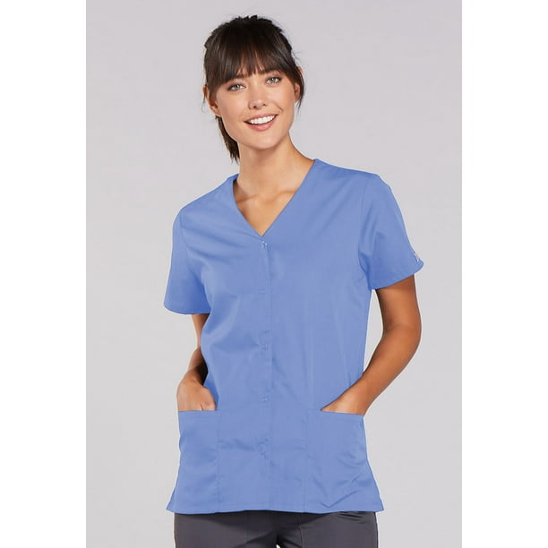 Cherokee Workwear Originals Women's Scrubs Top Snap Front V-Neck 4770 ...