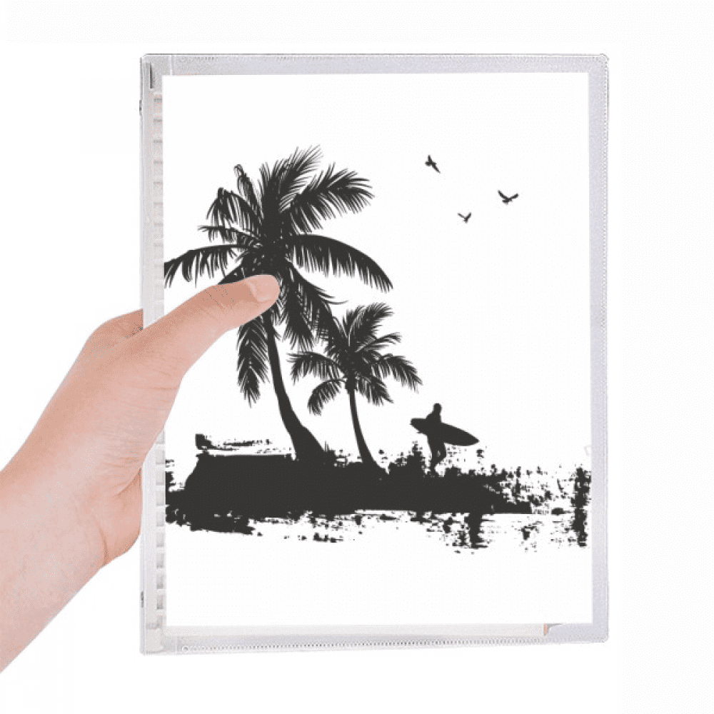 Beach Coconut Tree Illustration Pattern Notebook Loose Diary Refillable ...