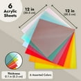 6 Pack Craft Colored Acrylic Sheets, 1/8 Thick, Translucent Plexiglass ...