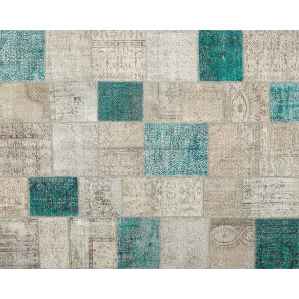 Ahgly Company Indoor Rectangle Contemporary Sage Green Patchwork Area ...