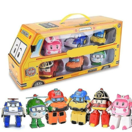 6pcs/set Korea Toys Robocar Poli Transformation Robot Poli Amber Roy ...