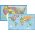 Large 24x36 Classic Premier 3D Wall Map Set of World and USA ...