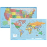 Large 24x36 Classic Premier 3D Wall Map Set of World and USA ...