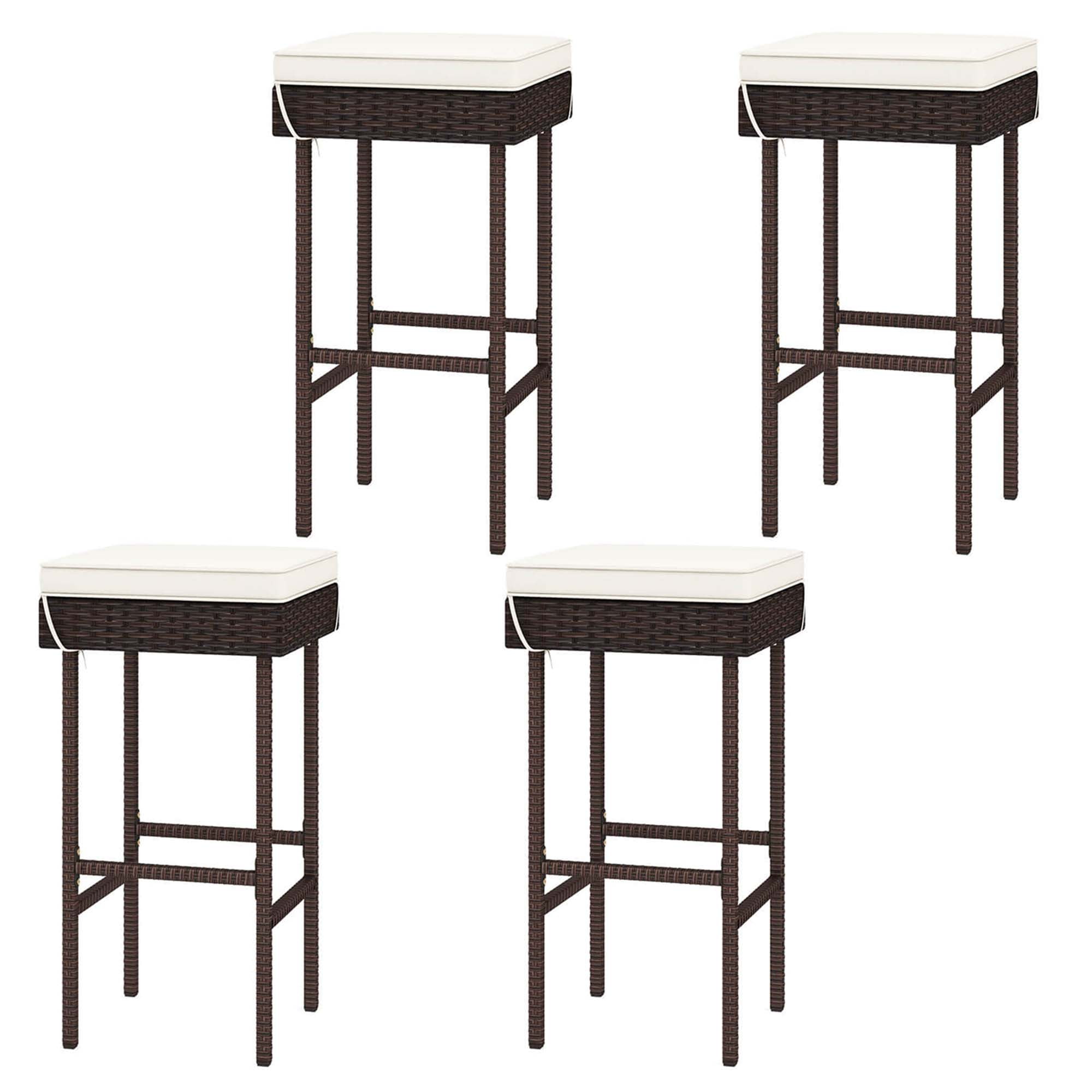 Click here for Gymax 4pcs Rattan Barstools Patio Wicker Bar Heigh... prices