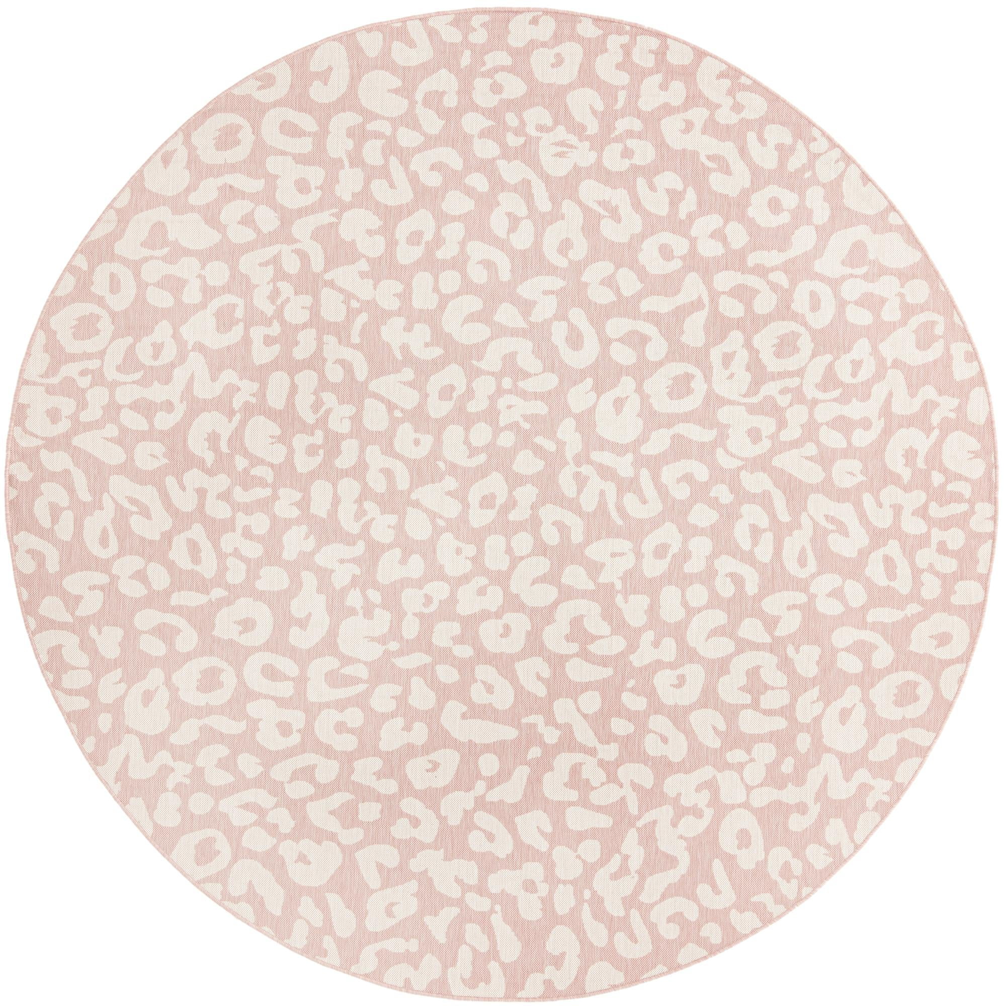 Unique Loom Leopard Indoor/Outdoor Safari Rug Pink Ivory/Ivory 10 ...