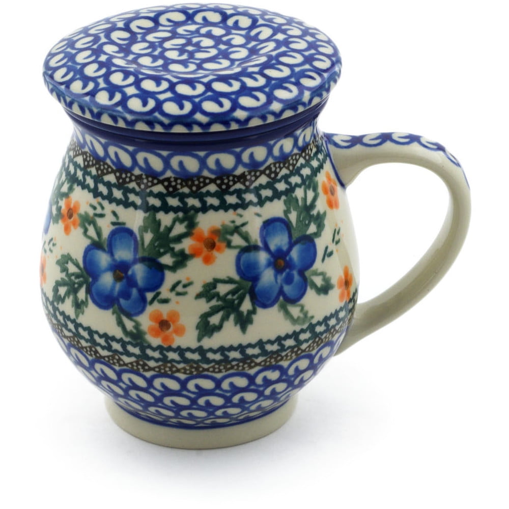 Polish Pottery Brewing Mug 14 oz Polmedia Cobblestone Garden Theme Hand ...