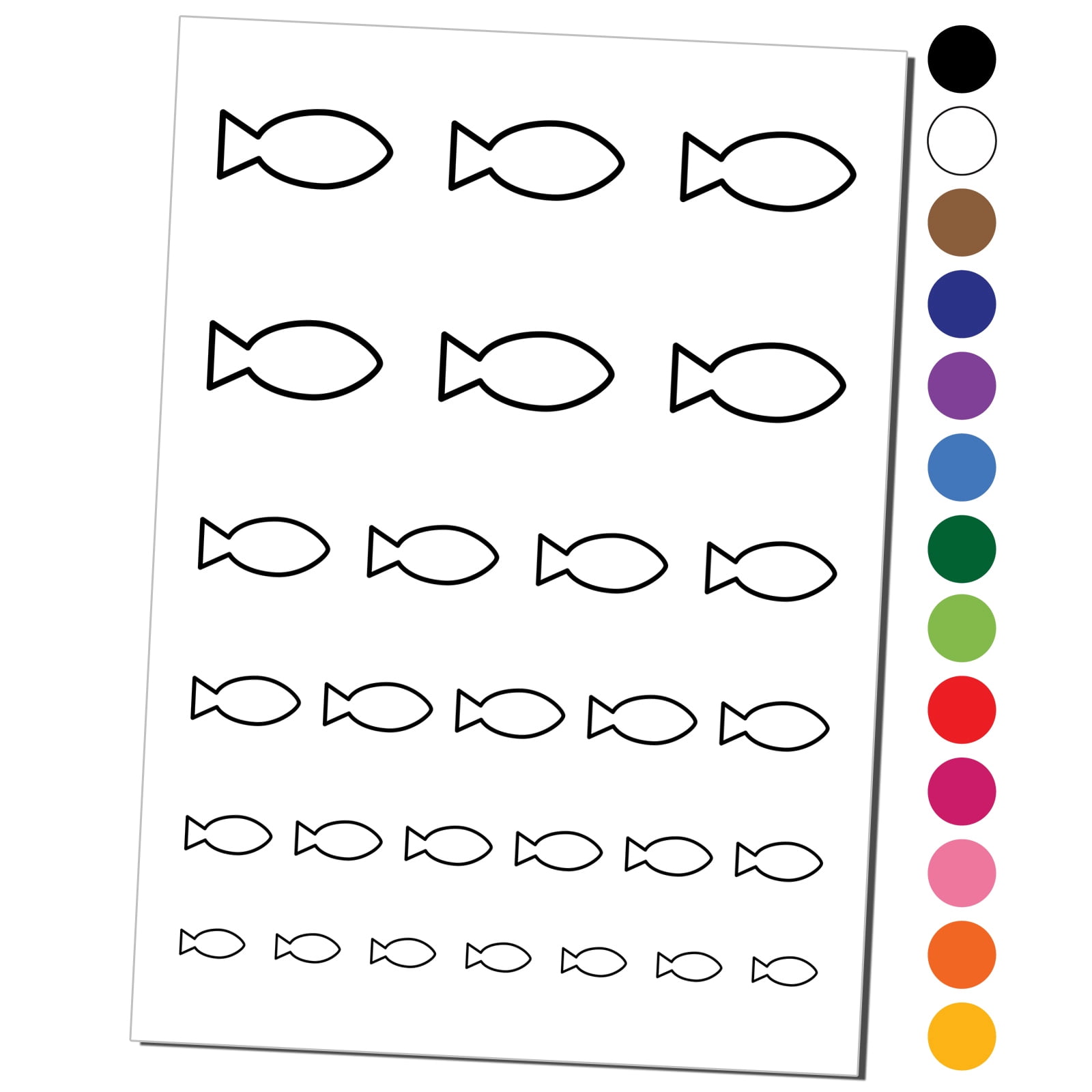 Fish Outline Water Resistant Temporary Tattoo Set Fake Body Art ...