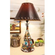 Rustic Western Plains Bison Buffalo Table Lamp on Sloped Rocks by Tree ...