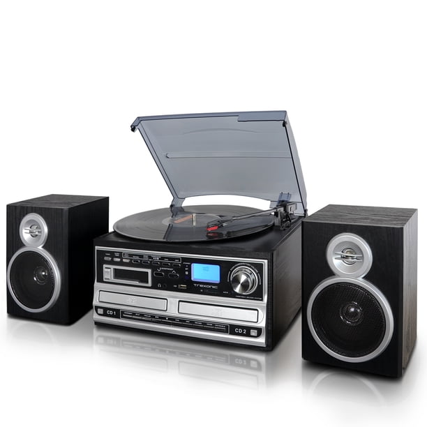 Trexonic 3-Speed Turntable With CD Player, CD Recorder, Cassette Player ...