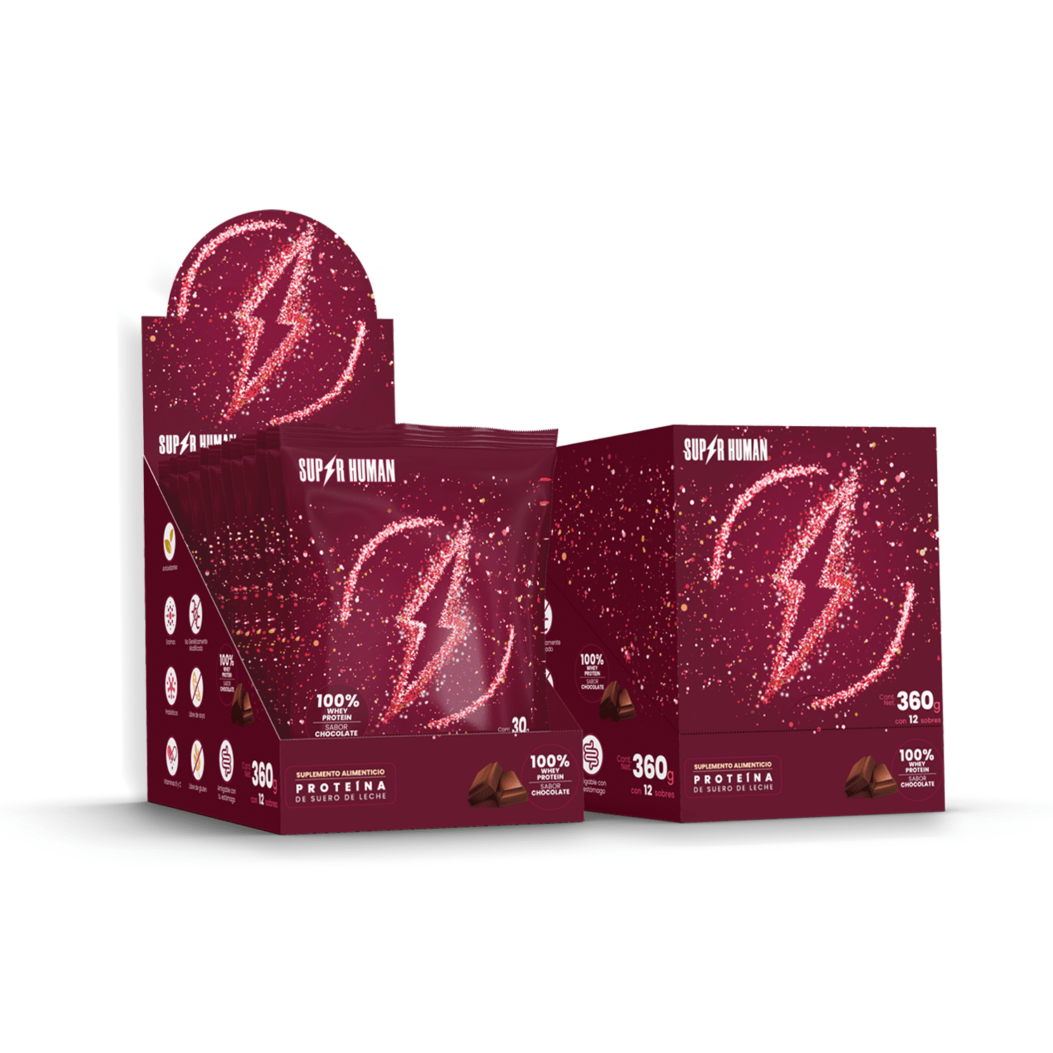 Proteína Sabor chocolate Supr Human Caja con 12 sachet´s de 30 g ...