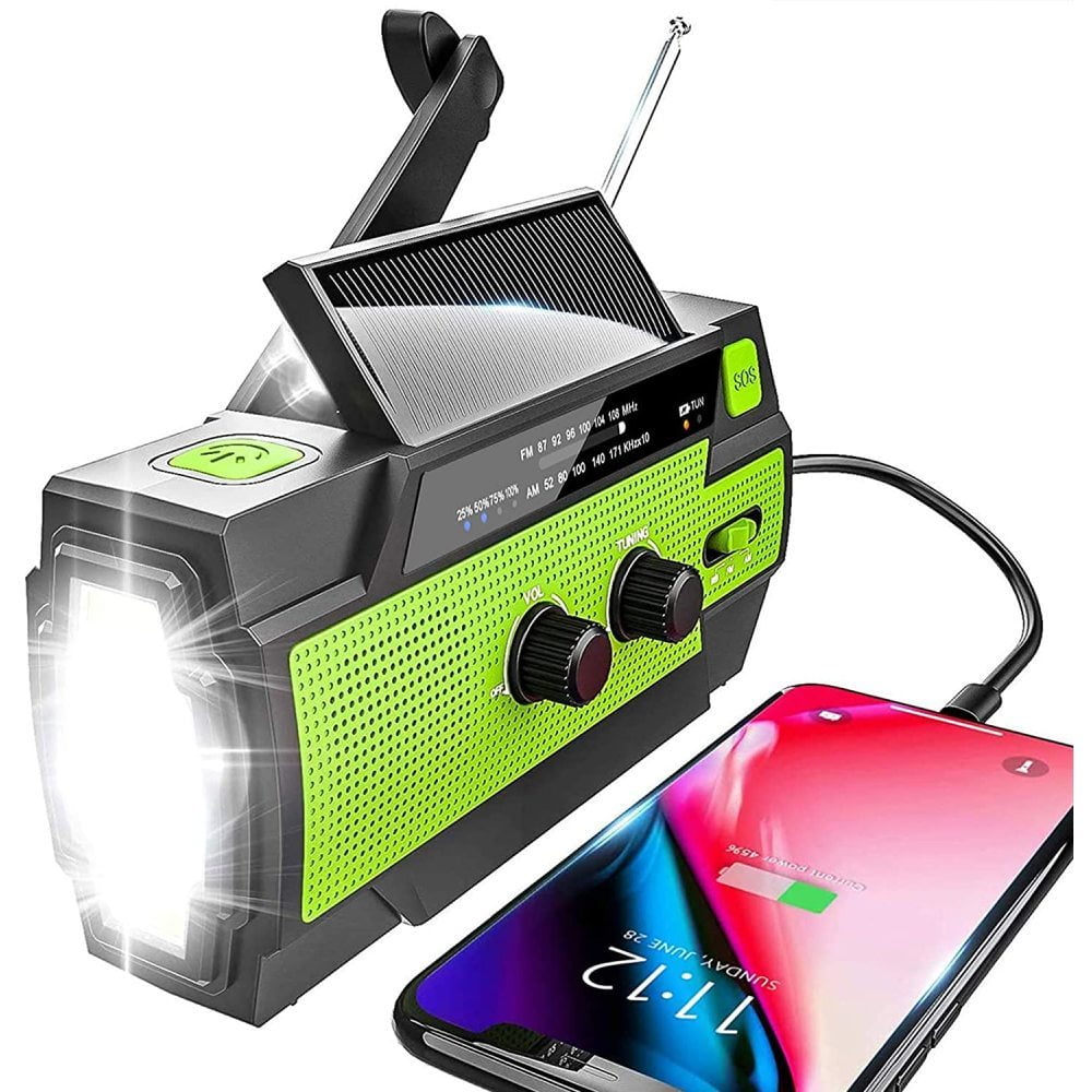 Radio solar portátil de emergencia, radio AM FM con manivela con ...