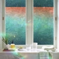 Aqua Orange Mosaic Window Privacy Film, Minimalist Abstract Hexagonal ...