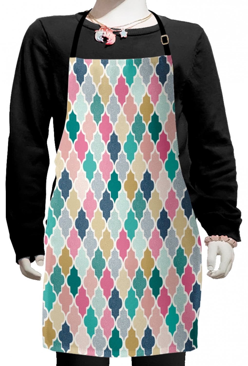Geometric Kids Apron, Classical Moroccan Tiles with Dots in Playful ...