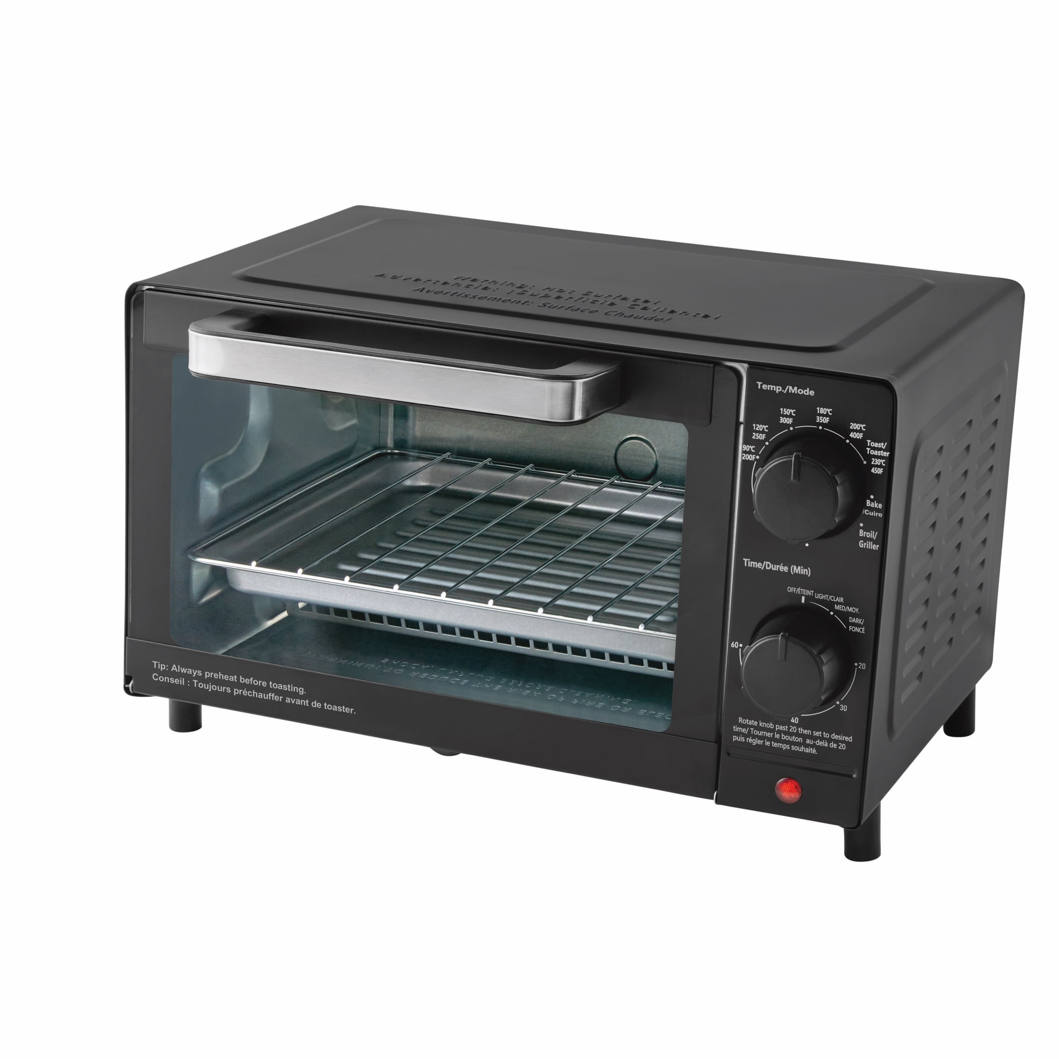Mainstays 4 Slice Countertop Toaster Oven with 3 Settings, includes ...