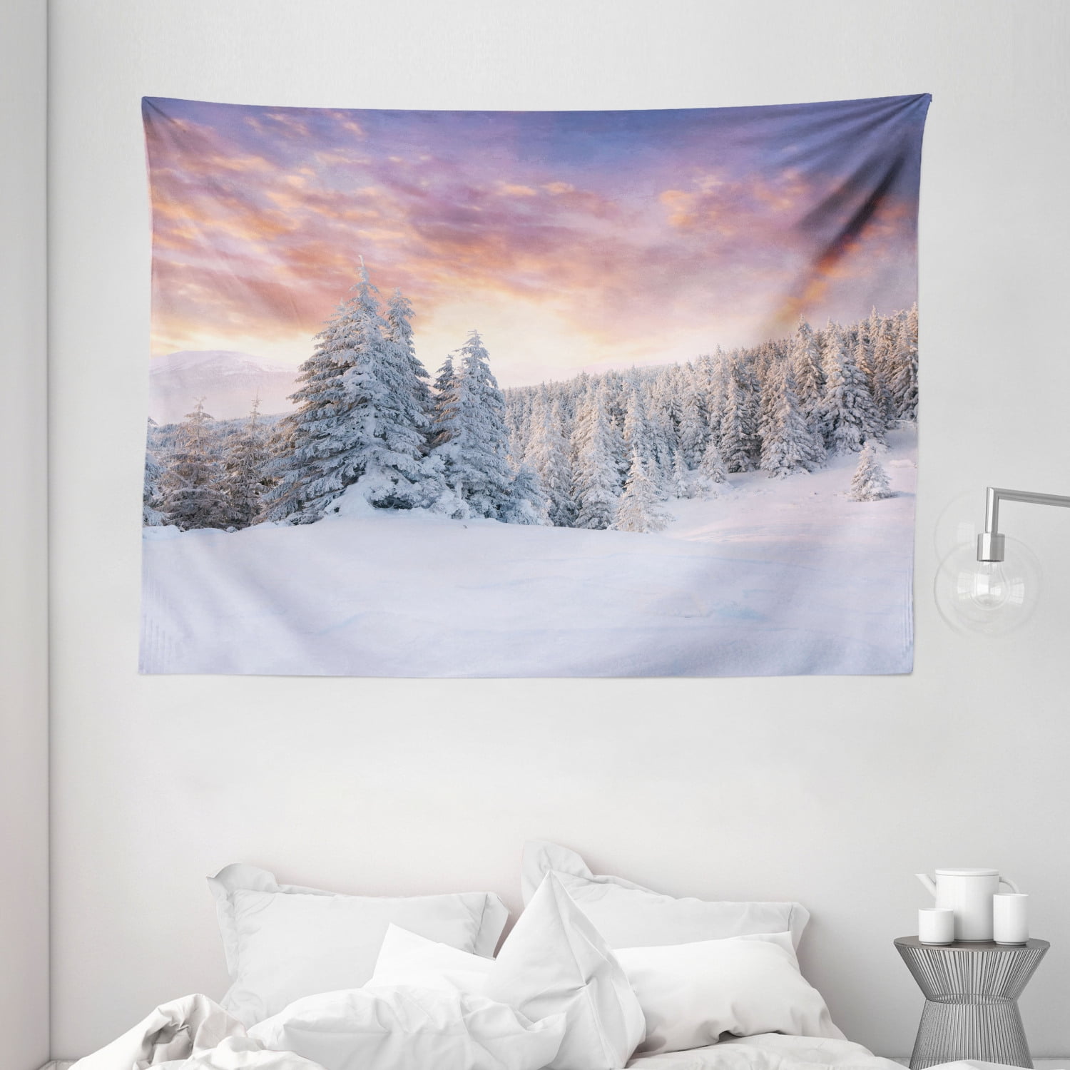 Winter Tapestry, Sunrise in Winter Landscape Snowy Fields Frozen Pine ...