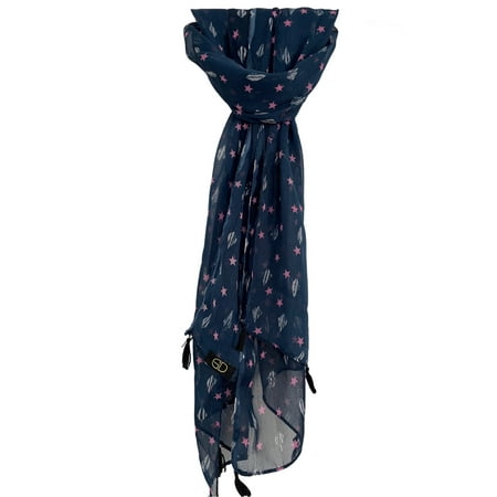 Blue Print Scarf With Tassels | Walmart Canada
