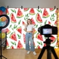 7x5ft Photo Backdrop, Red Watermelon Soft Polyester Backdrop Curtains ...