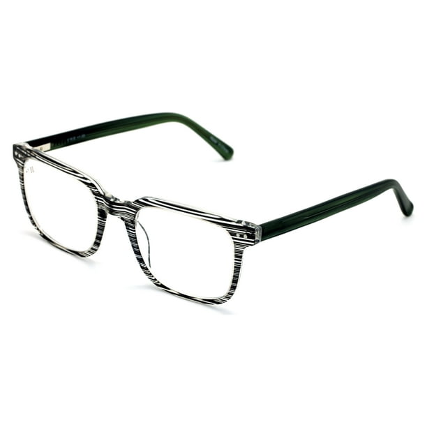 Premium Acetate Square Reading Glasses Stripe Clear Lens Readers Unisex Optical Frame