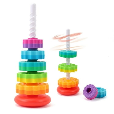 Stack-a-Rainbow-Tree Plastic Stacking Blocks OIF8 70 Piece, Balance ...