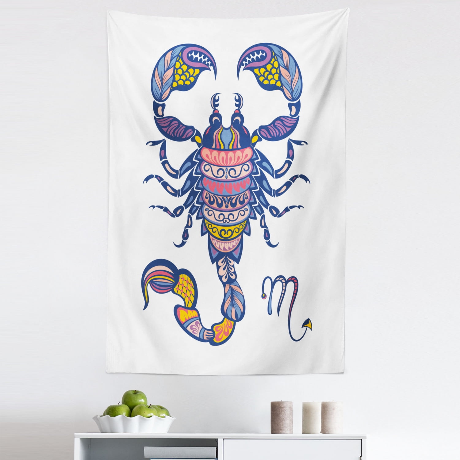 Zodiac Signs Tapestry, Horoscope Scorpio Animal Colorful Curly ...