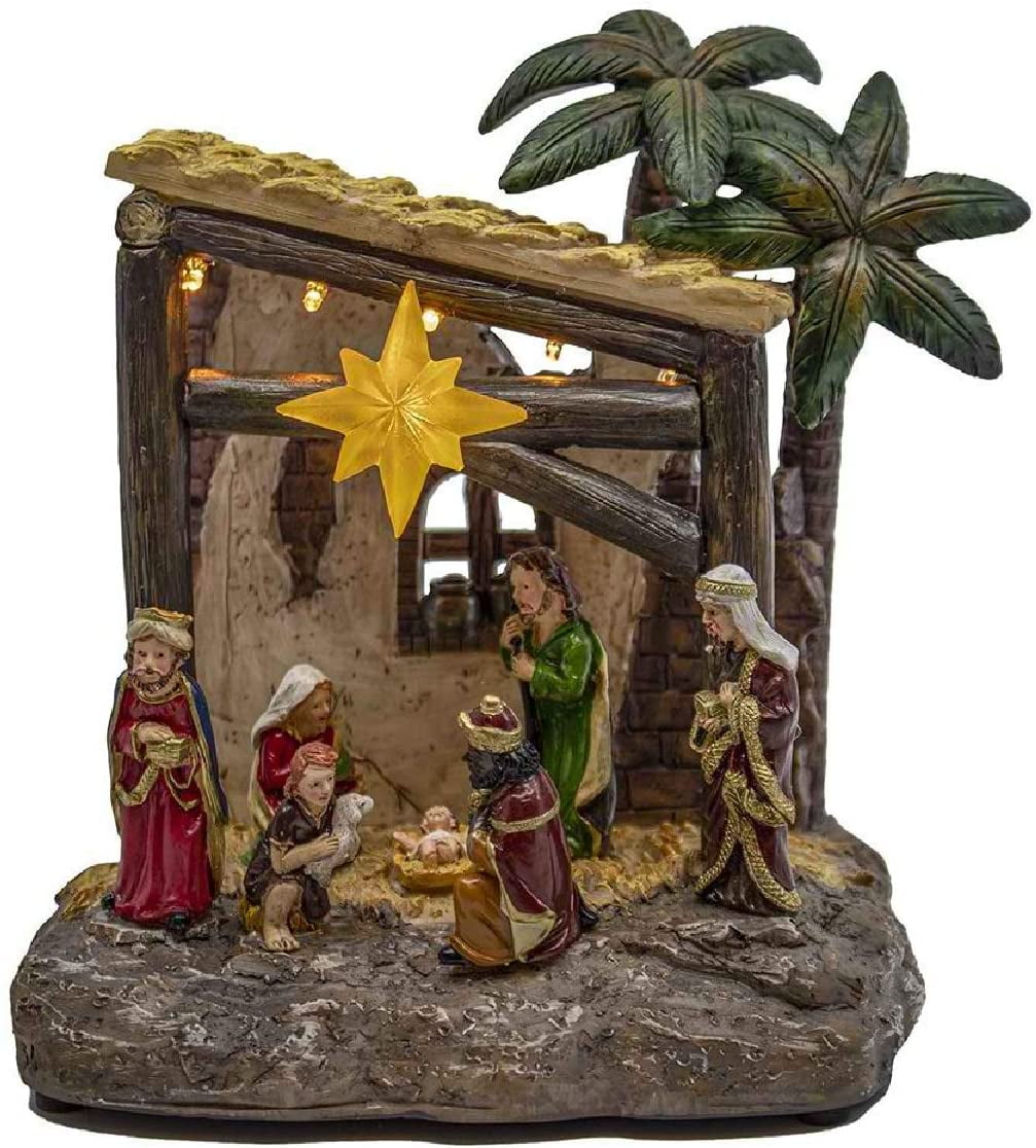 Kurt Adler 8-Inch Battery-Operated LED Light-Up Nativity Scene ...