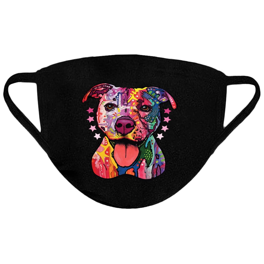 Color Pitbull Face Mask Dog Lovers Adult Prints Washable Reusable Face ...