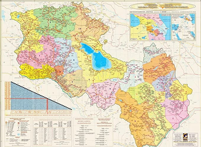 Iconic Arts Laminated 32x24 Poster: Political Map - Maps of Armenia ...