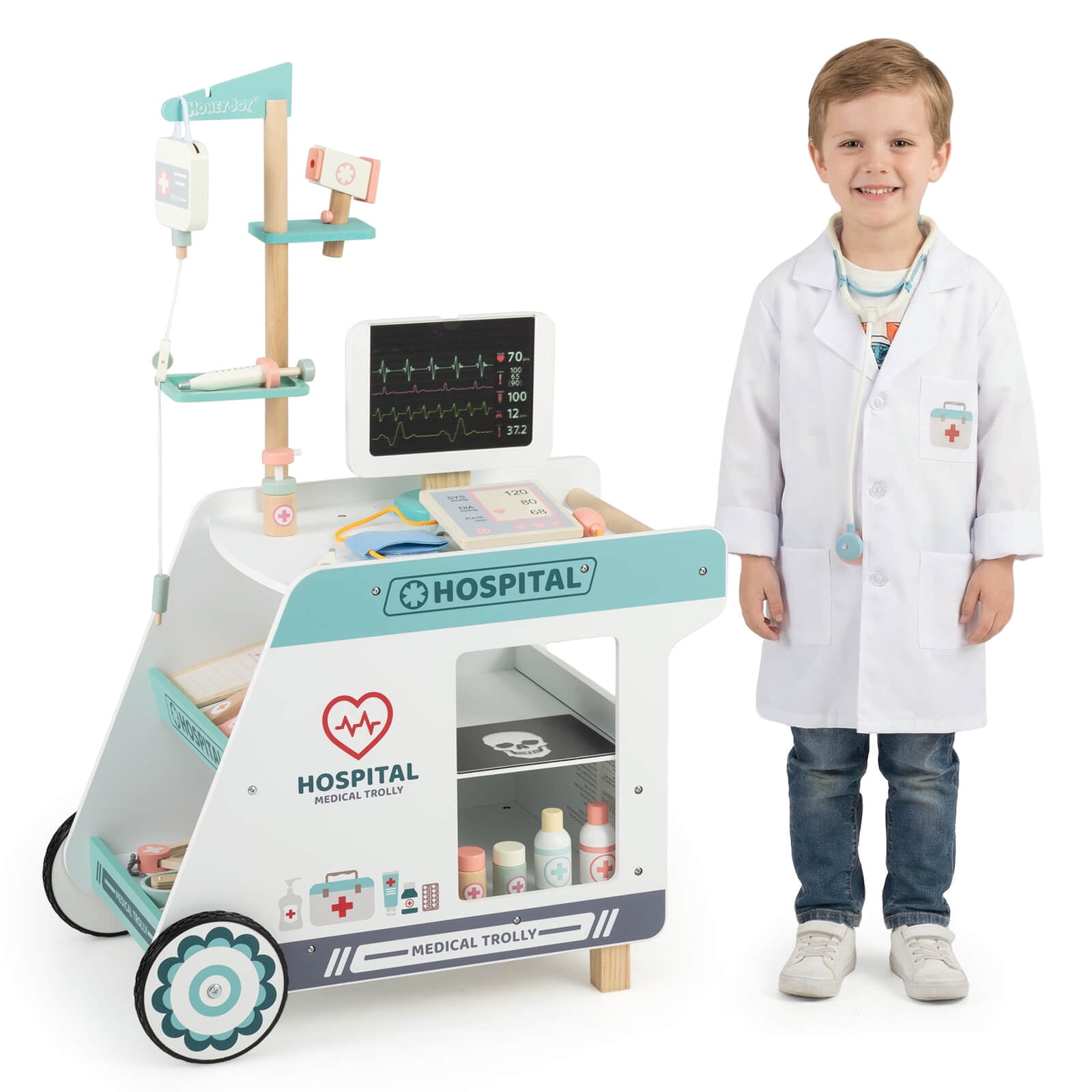 Click here for Costway Wooden Doctor Playset With Cart Toy Access... prices