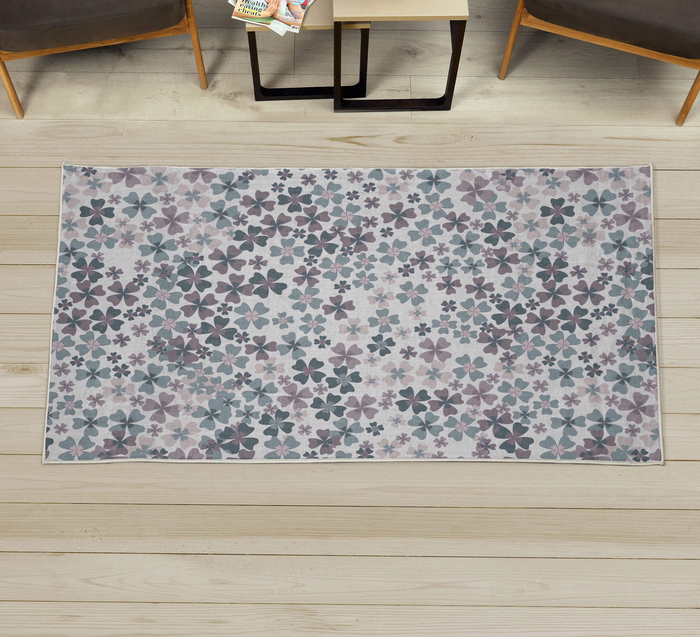 Flower Decorative Rug, Lilac Flowers Blossoms in Spring Romantic Meadow ...