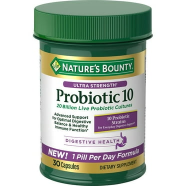 Nature's Bounty Ultra Strength Probiotic 10, 70 Capsules, Digestive ...