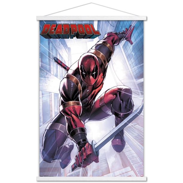 Marvel Comics - Deadpool - Attack Wall Poster with Wooden Magnetic ...