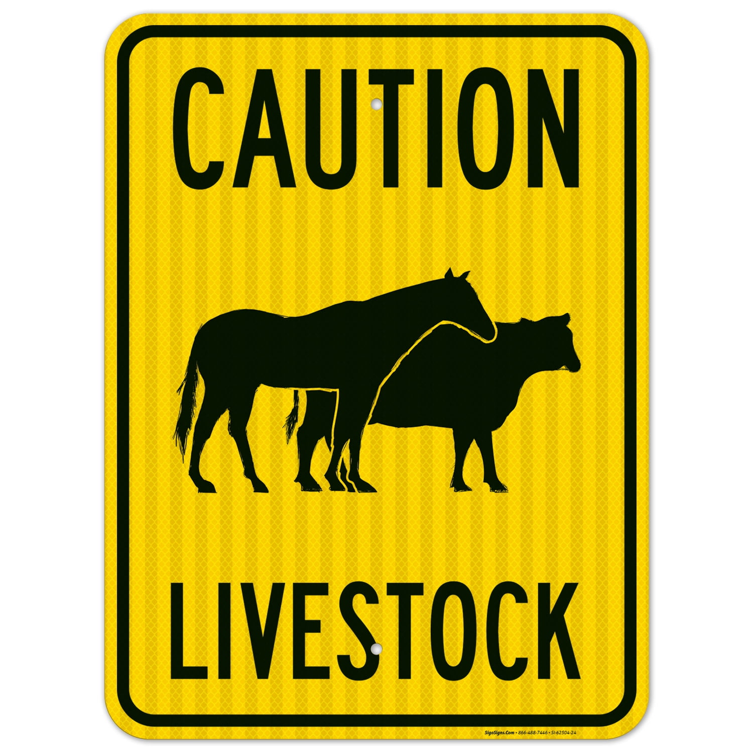 Caution Livestock With Horse And Cow Symbol Sign, - Walmart.com