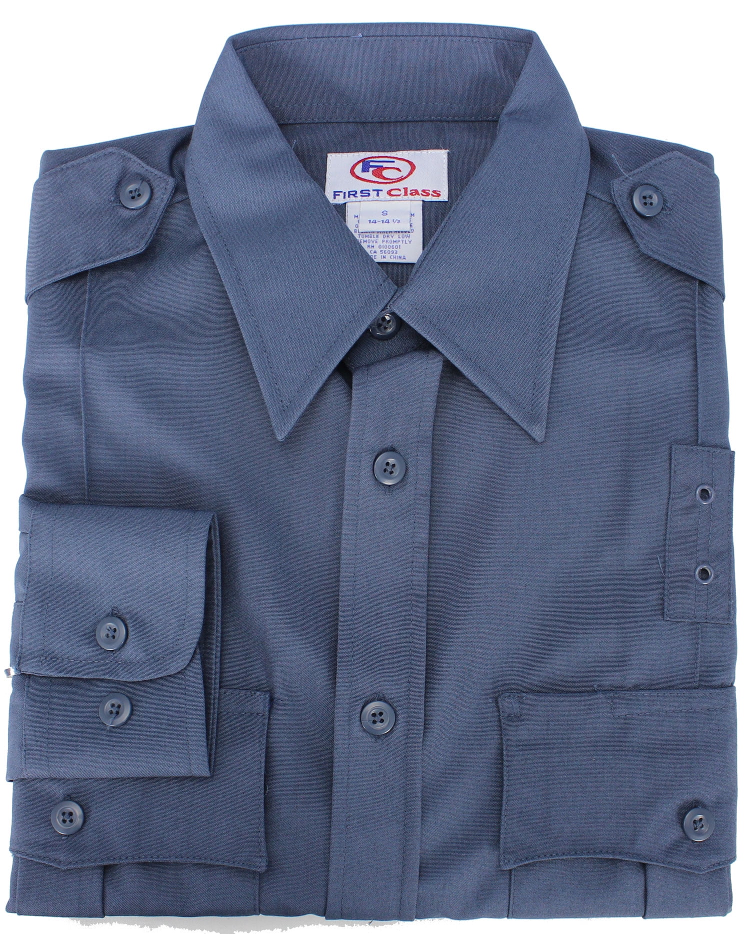 First Class Long Sleeve Poly/Rayon Uniform Shirt - French Blue - M ...