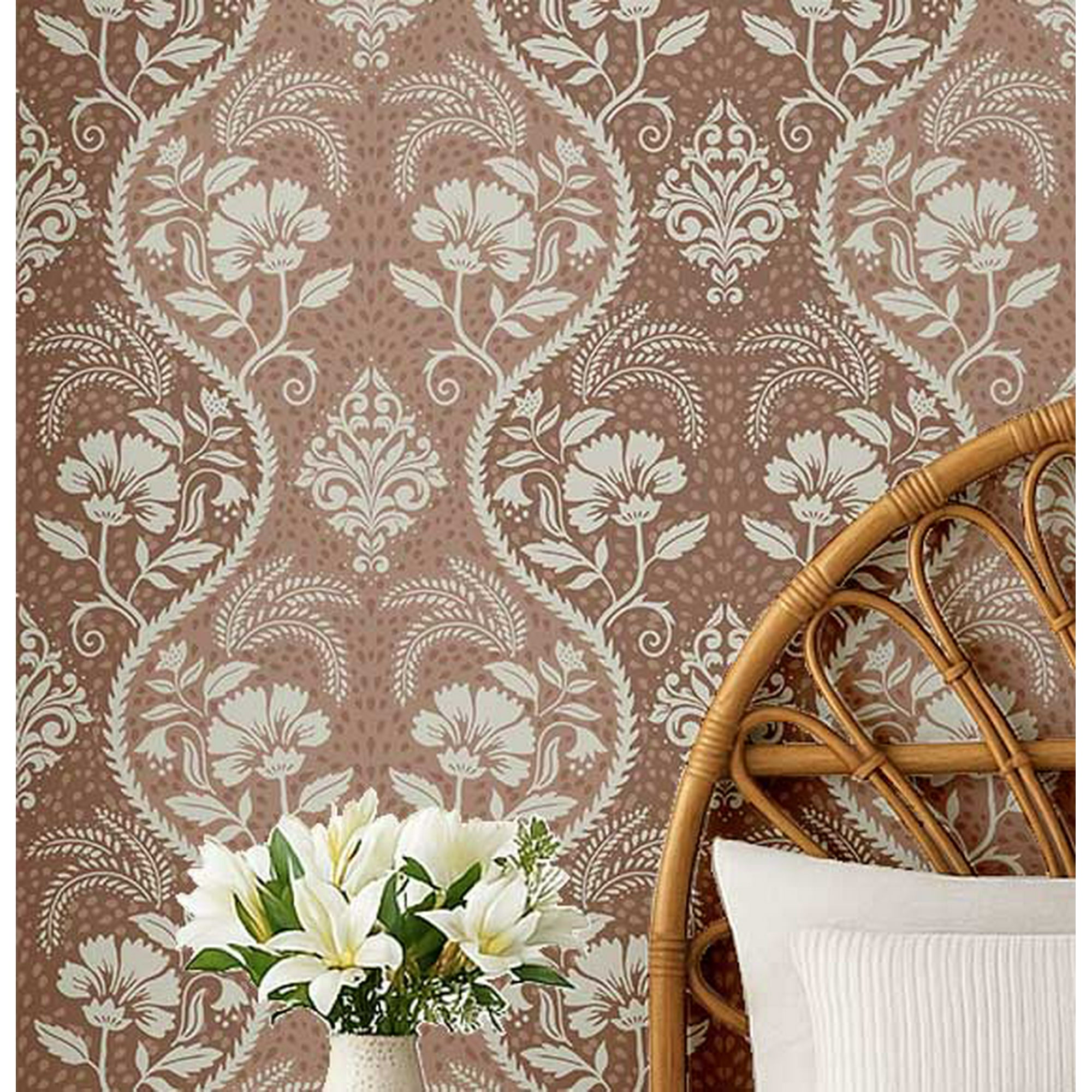 Click here for S4sassy Floral Motif Wallpaper- Brown Wall Coverin... prices