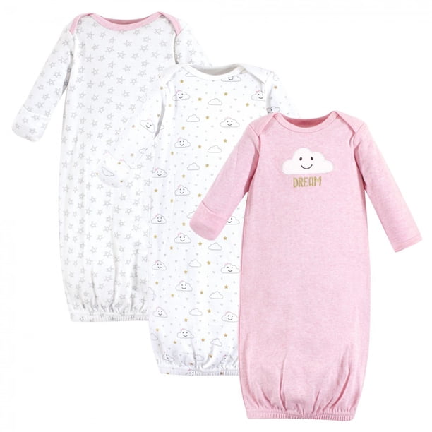 Hudson Baby Girl Cotton Gowns, Pink Clouds, Preemie/Newborn - Walmart.com