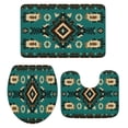 Abstract Ethnic Style Pattern Bathroom Rugs Set Retro Weaving Green Art ...