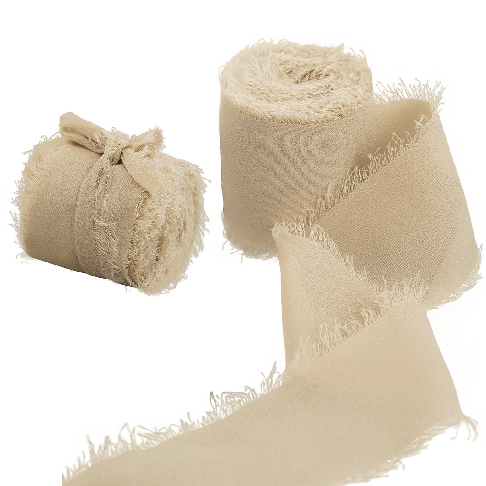 Fringe Chiffon Ribbon for Flower Bouquet, Handmade Dusty Rose Ribbon ...