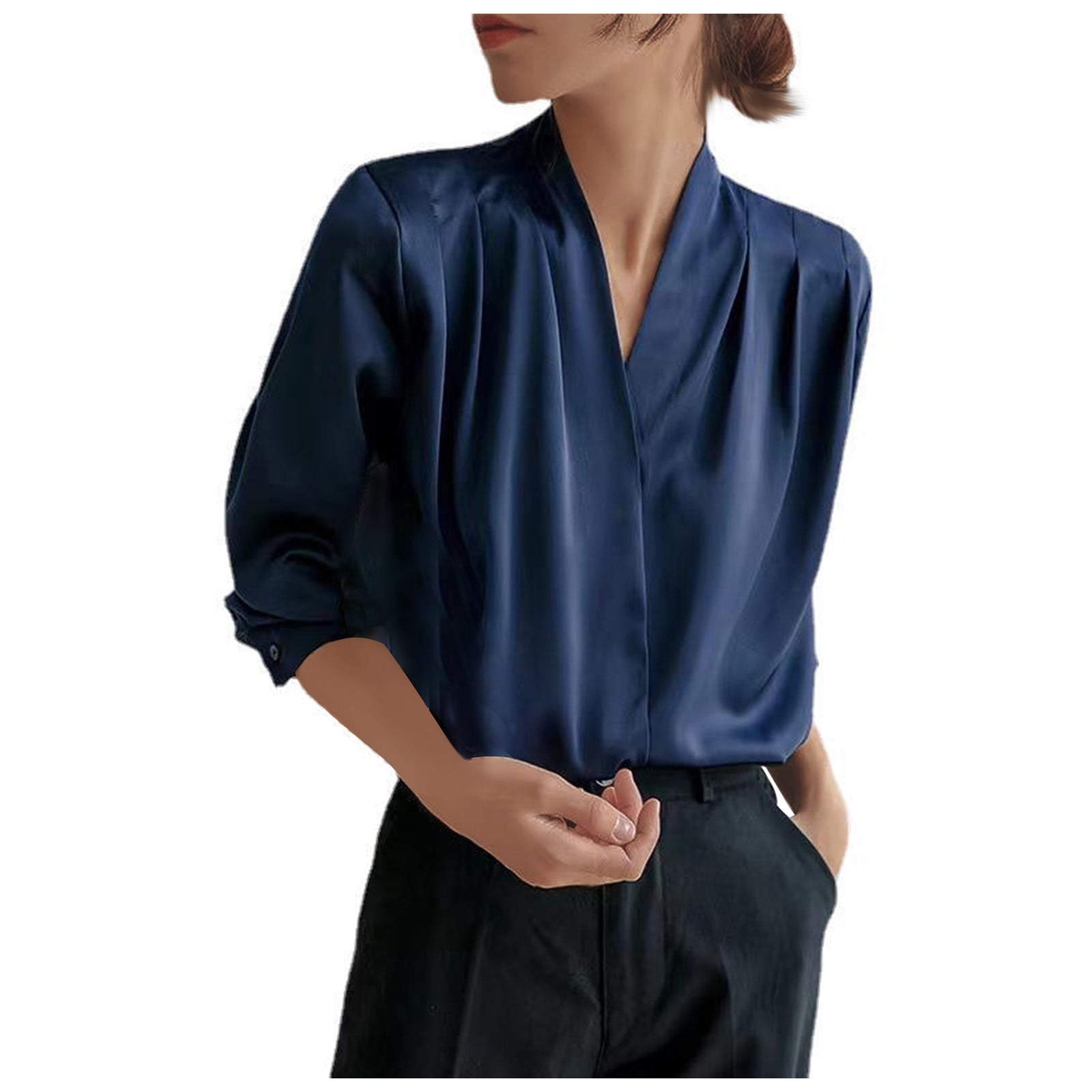 Click here for Yuyuzo Work Blouses For Women Long Sleeve Wrap V N... prices