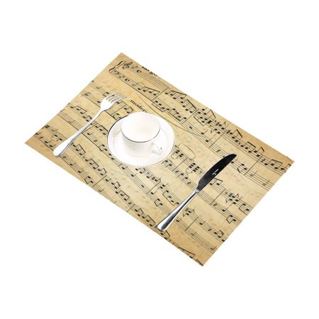 MYPOP Music Notes on Stave Old Paper Table Placemat Food Mat 12x18 ...