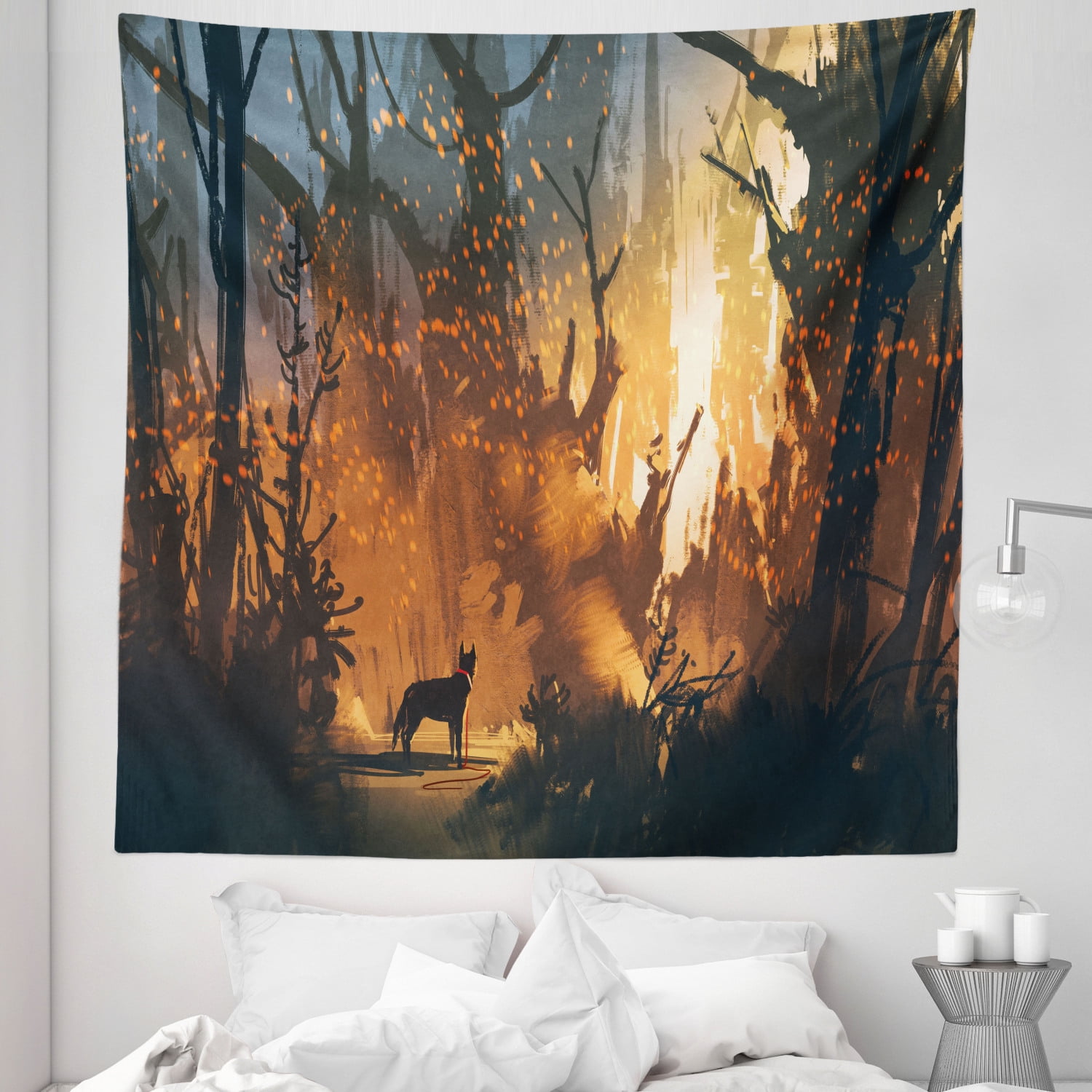 Occult Tapestry, Lost Dog in Forest Theme over Trees Adventure Spooky ...