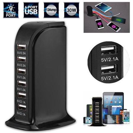 Beng USB Charging Station Hub,EEEKit Smart IC Tech 6A 30W 6 Port USB ...
