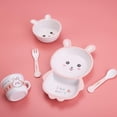BPPEG Bamboo Kids Dinnerware Set 5 Pcs Includes Plate Bowl Cup Fork ...