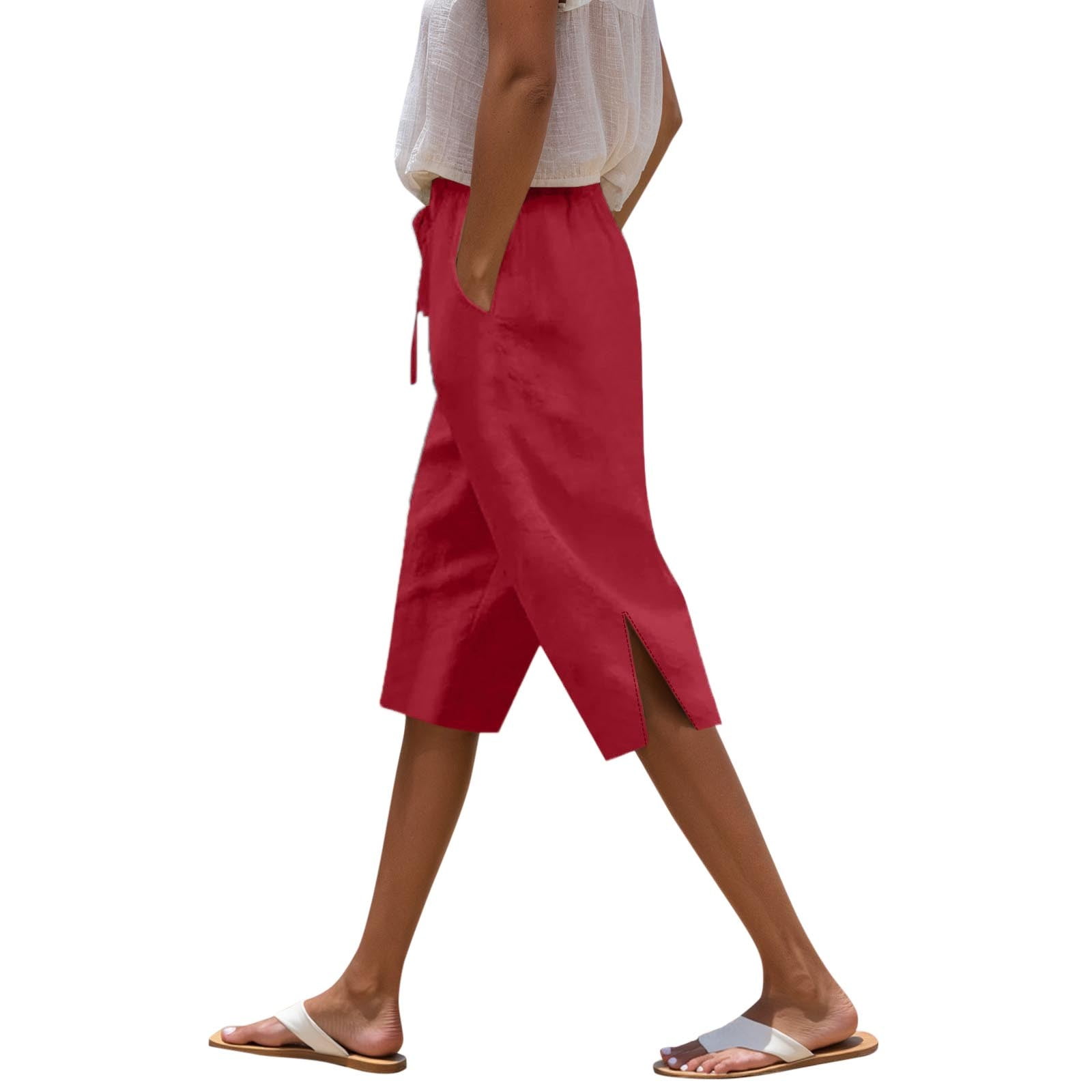 Click here for Shixiaoo Womens Linen Pants Capris Summer Beach Cr... prices