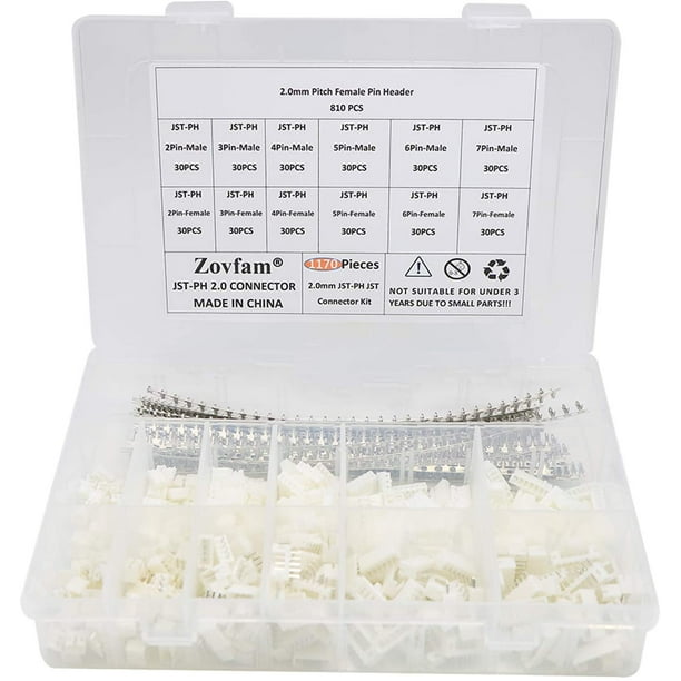 JST-PH JST Connector Kit, 2.0mm Pitch Female Pin Header, JST PH - 2/3/4/5/6/7 Pin Housing ...
