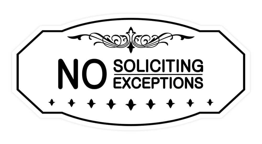 Victorian No Soliciting No Exceptions Sign (White) - Small 3" X 6 ...