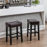 JINS&VICO Set of 2 Bar Stools, Counter Height, PU Leather, Backless ...