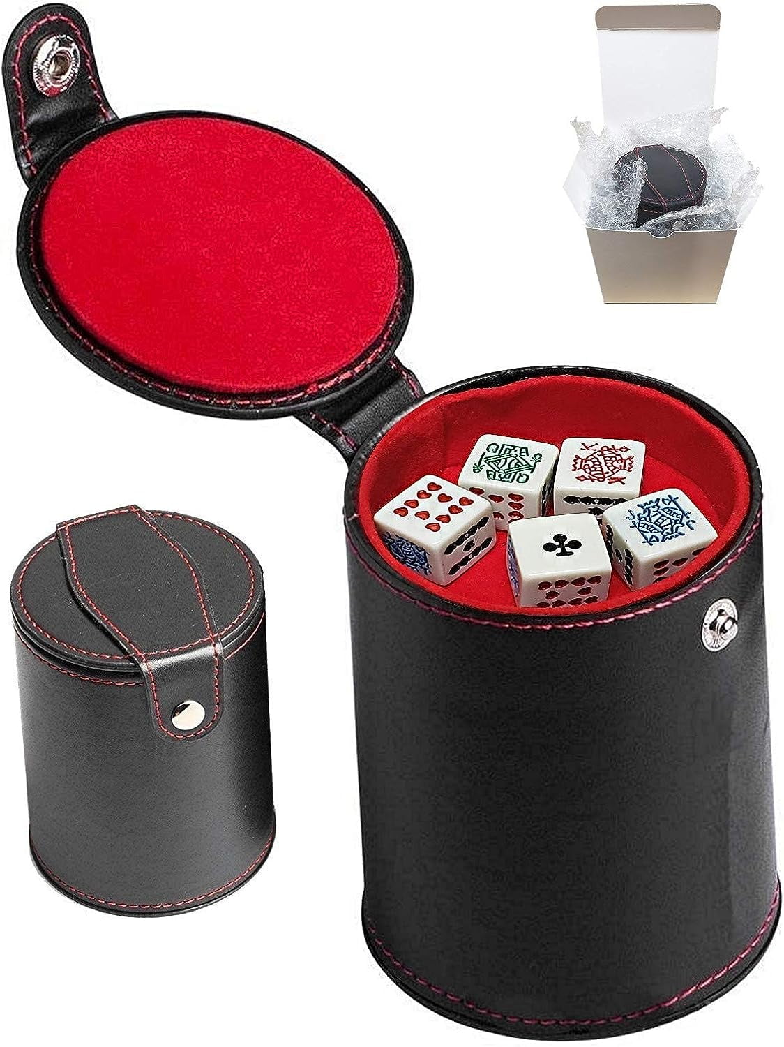 Cyber-Deals Set of 16mm Poker Dice White "Clubs" Ace and Black PU ...